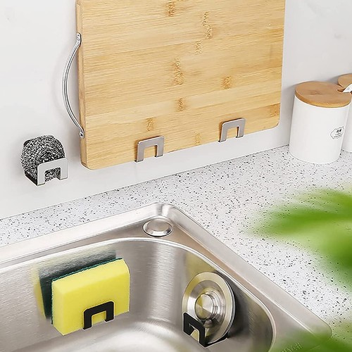 1Pcs Kitchen Stainless Steel Sink Sponges Holder Self Adhesive Drain Drying Rack | eBay