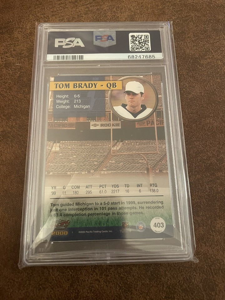 2000 Pacific #403 Tom Brady Rookie PSA 5 EX New England Patriots ...