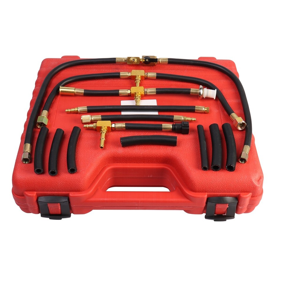 Gasoline Fuel Injection Pressure Tester Gauge Tool Kit System 140 psi ...