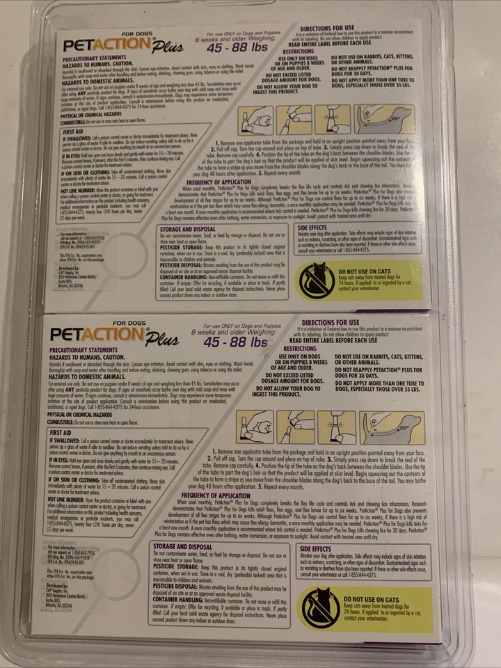 Pet Action for Pro Dogs 45-88lbs Fast And Long Acting Kills Flea ...