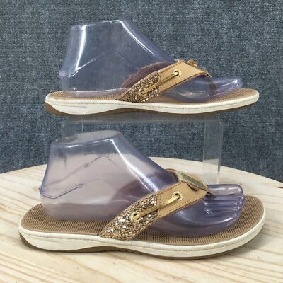 Sperry Top Sider Sandals Womens 8.5 M Thong Beige Leather Toe-Post ...