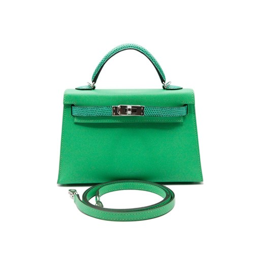 Hermes Kelly Mini II Touch Vert Comic Madame/Nilo Varanus Lizard ...