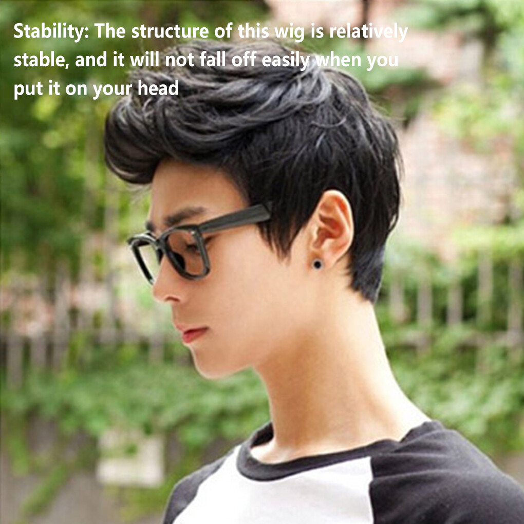 Male Wigs Reusable Washable Short Curly Realistic Toupee Artificial ...