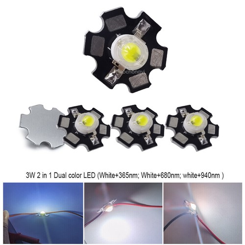 3W Dual color LED white+ 365nm 680nm 940nm light-emitting diode with ...