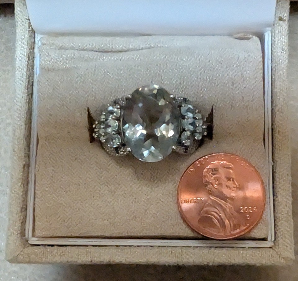 8.50 CT Green Prasiolite with Blue Topaz Sterling Silver Ring Size 6 ...