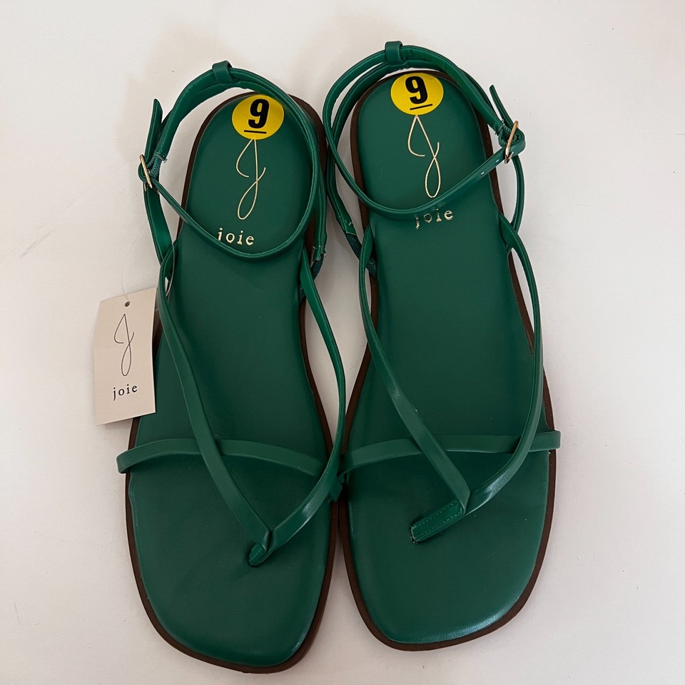 JOIE "Vida" Women's Toe Loop Ankle Strap Flat Sandal Shoes - Green ...