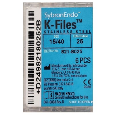 *6-Pieces* Kerr SybronEndo K-Files Hand Files Size-15/40 Length-25mm ...