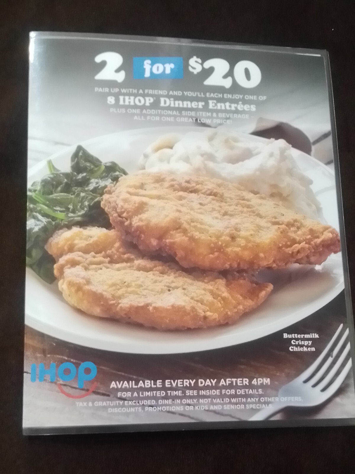 IHOP Restaurant 2 for $ 20 Original mini MENU Double Sided Laminated ...