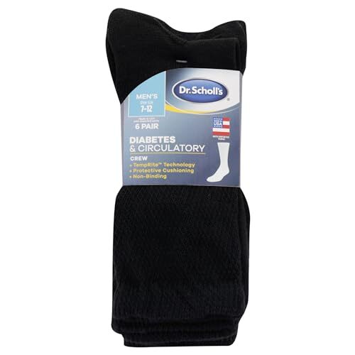 6 Pair Mens Diabetes/Circulator Non-binding Odor Control Crew Sock,US 7 ...