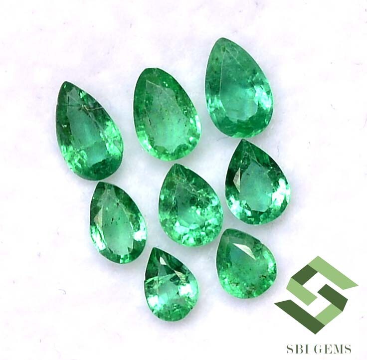 Natural Emerald Pear Cut 3.50x2.50 mm To 5x3 mm Lot 08 Pcs Loose ...