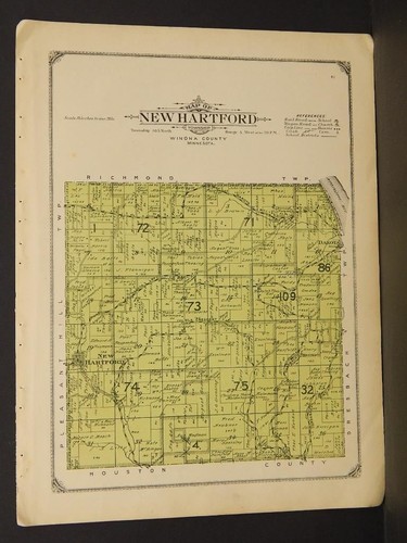 Minnesota Winoa County Map New Hartford Township 1914 W4#94 | eBay