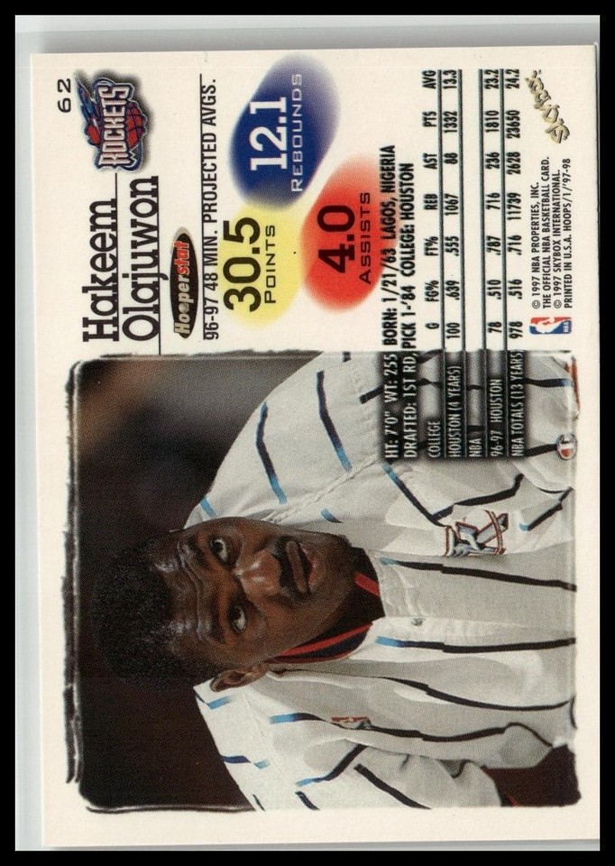 1997-98 Hoops #62 Hakeem Olajuwon | eBay