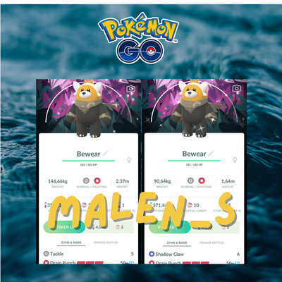 Pokémon go🐬🐬shiny Bewear🐬Wilderness Cape🐬Special Background🐬🐬Trade OR ...
