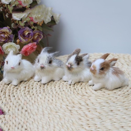 Animal Bunny Model Mini Plush Rabbit Plush Rabbit Doll Sleeping Stuffed ...