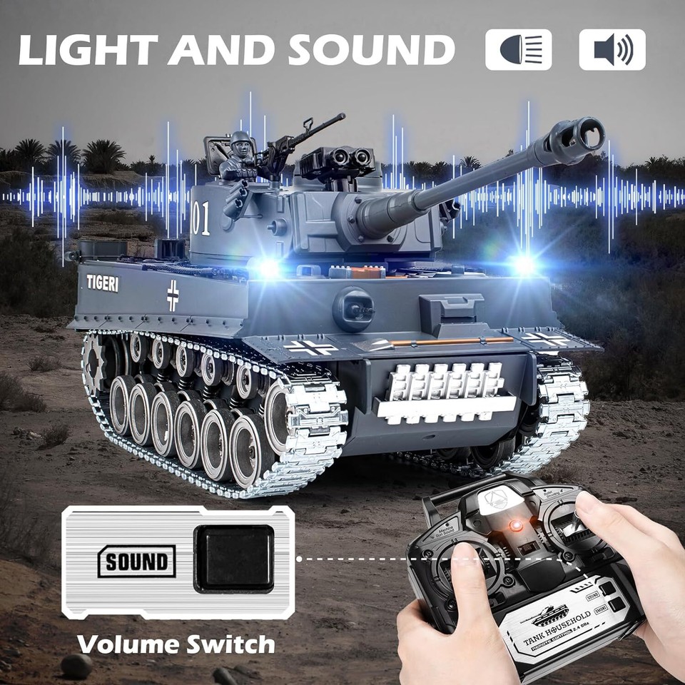 1:18 Remote Control Tank, German Tiger I RC Tank Battle Army Military ...