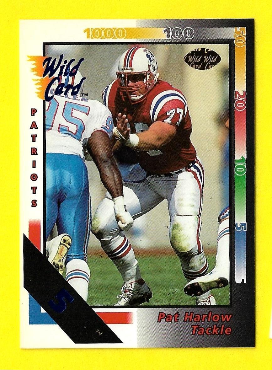 1992 Wild Card NFL Football 5 Stripe Card #126 Pat Harlow New England ...