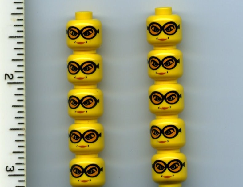 LEGO x 10 Yellow Minifig, Head Female Glasses with Orange Goggles ...
