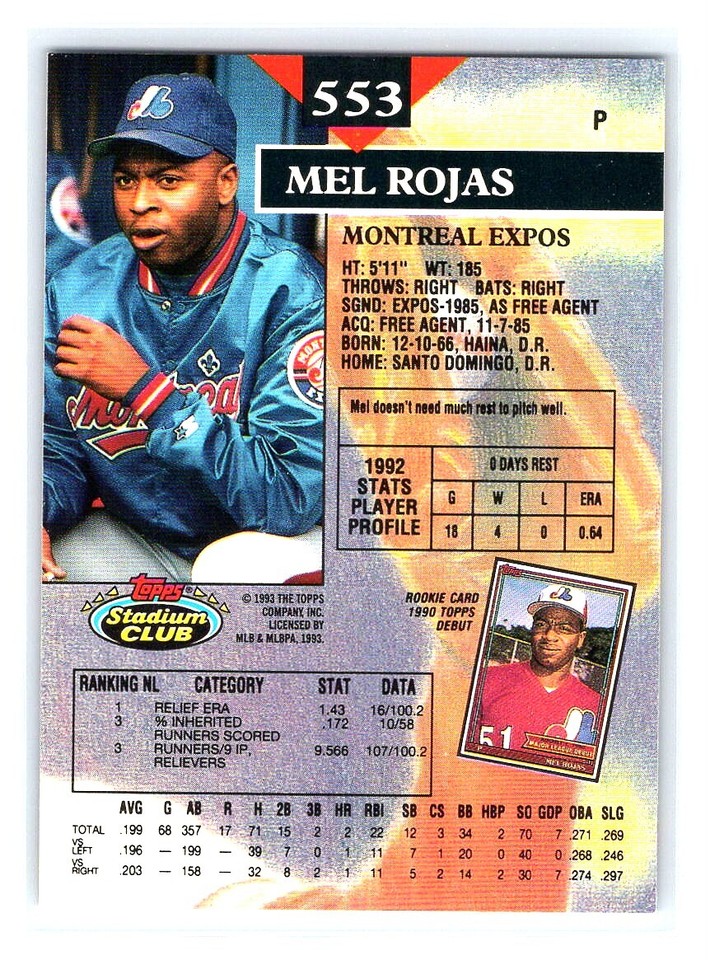 1993 Topps Stadium Club Mel Rojas Montreal Expos #553 | eBay