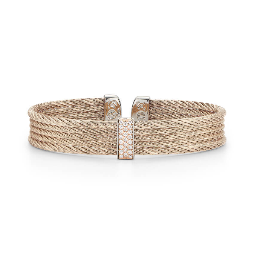 ALOR Carnation Cable Mini Cuff with 18kt Rose Gold & Diamonds 04-26 ...