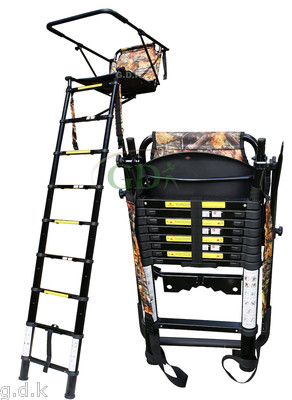 DEMO, 2.5M TELESCOPIC HIGH TREE LADDER,HIGH SEAT,FOLDING,STALKING ...