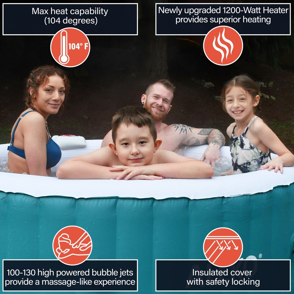 ALEKO Inflatable Improved Version 4 Prs Hot Tub 210 Gallon Up to 120 ...