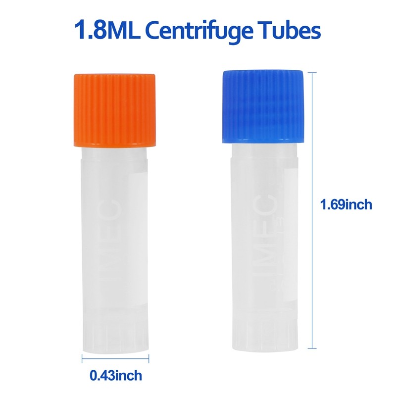 50Pcs 1.8ml Plastic Graduated 0.063oz Cryovial Test Tube Sample Pipe ...