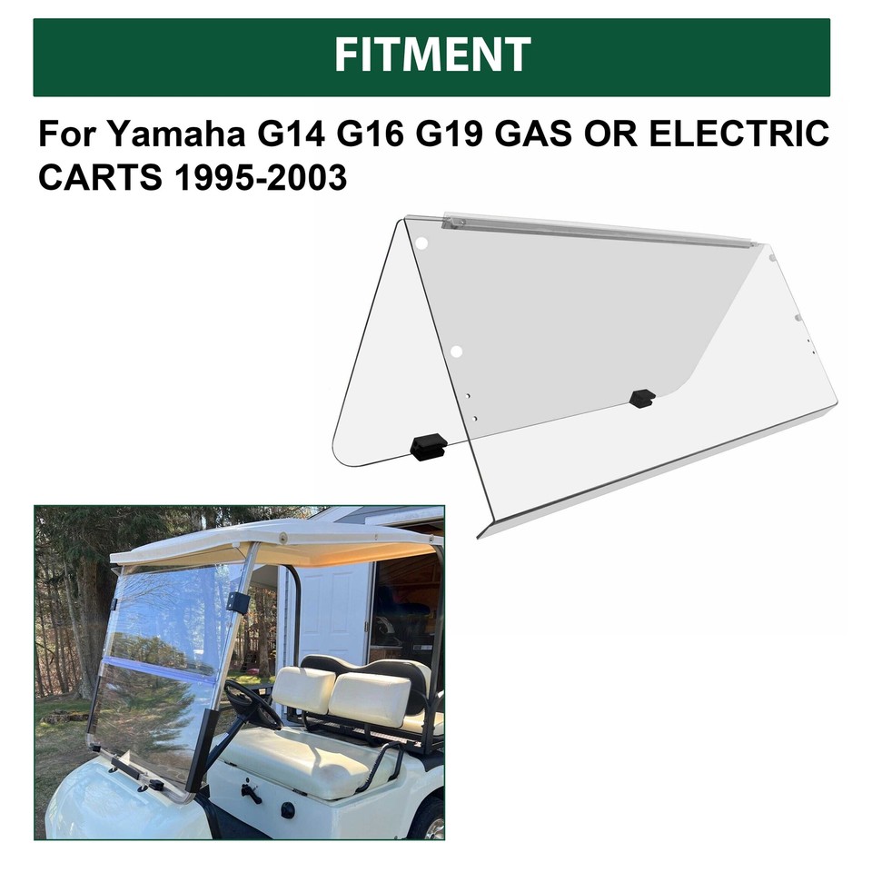 Clear Folding Windshield For 1995-2003 Yamaha G14 G16 G19 Golf Cart ...