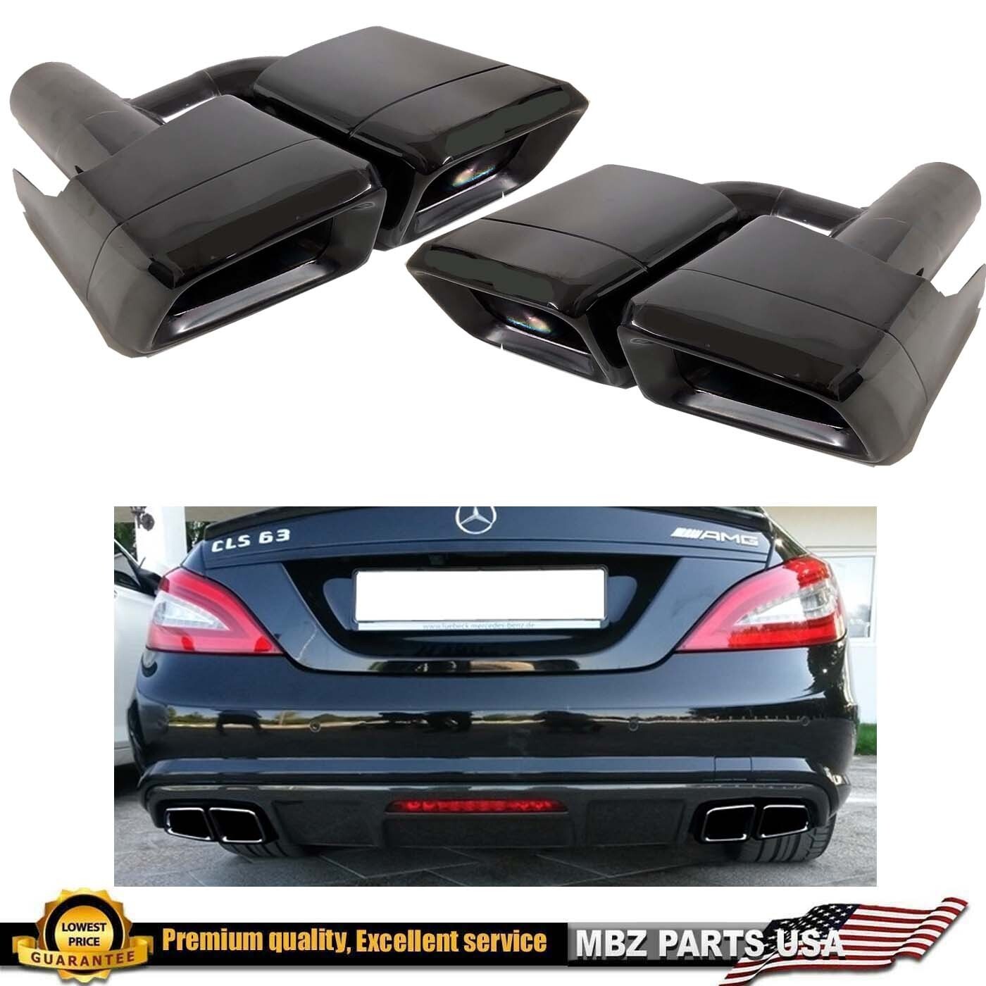 CLS63 Tips CLS Black Muffler Dual Exhaust Logo Pipe High W218 W219 06 ...
