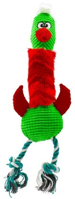 CHRISTMAS TURKEY DOG TOY Green Festive Fluffy Squeaker Chew Rope Toy ...