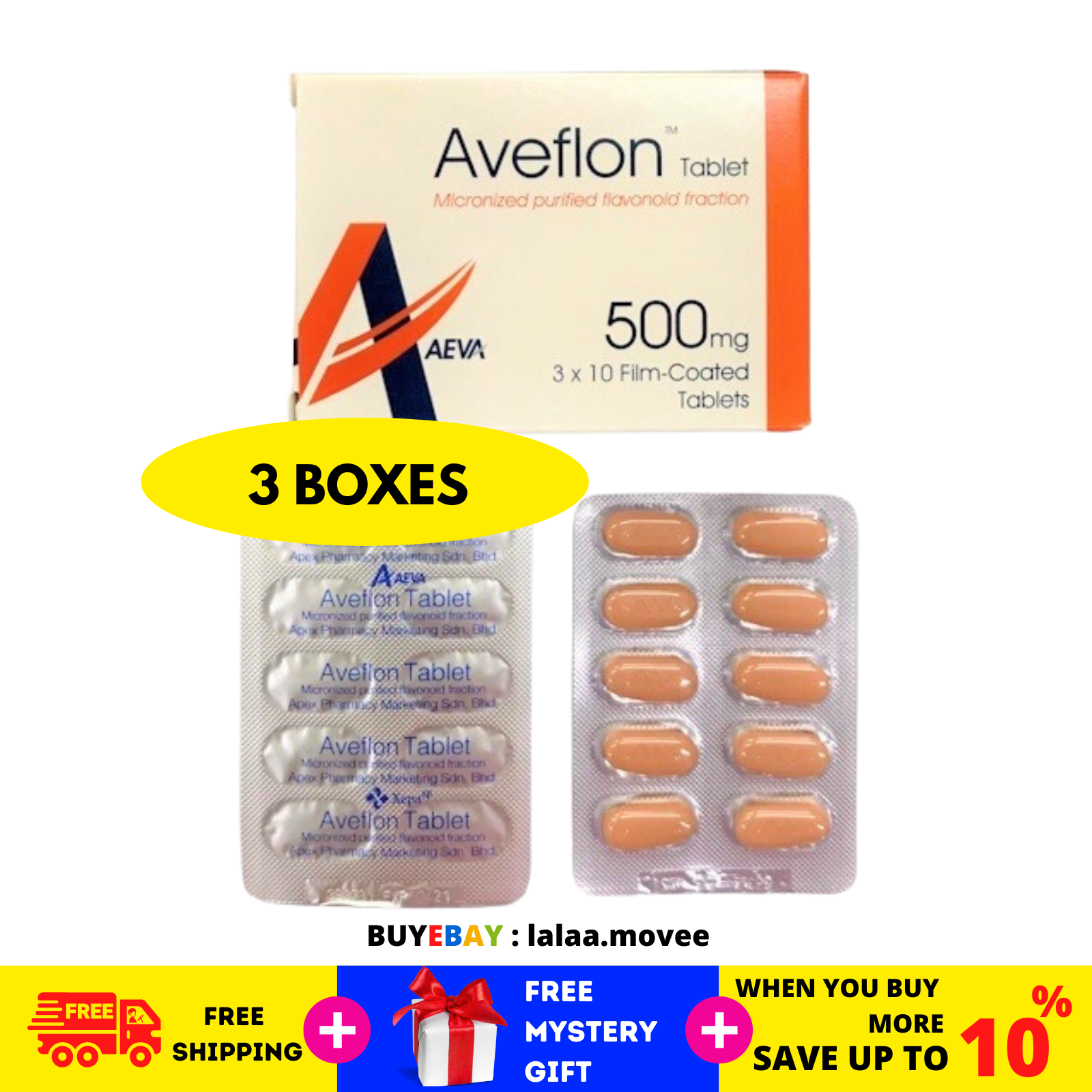 3 X Aveflon 500mg 30's Treatment of Hemorrhoids @ Piles FREE SHIP | eBay