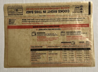 Ready Chef Go! Seal & Cook Glassine Microwave & Oven Cooking Bags Pkg ...