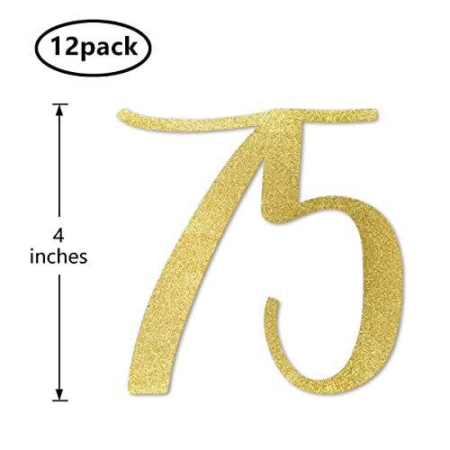 Gold Glitter 75 Cut-Out Numbers 75th Birthday Party Anniversary ...