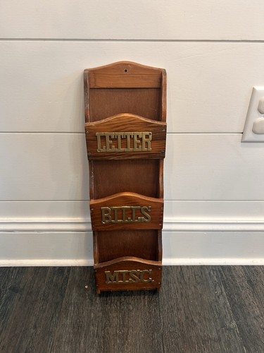 Vintage Wooden Wall Mail Organizer – Letters, Bills & Misc Compartments ...