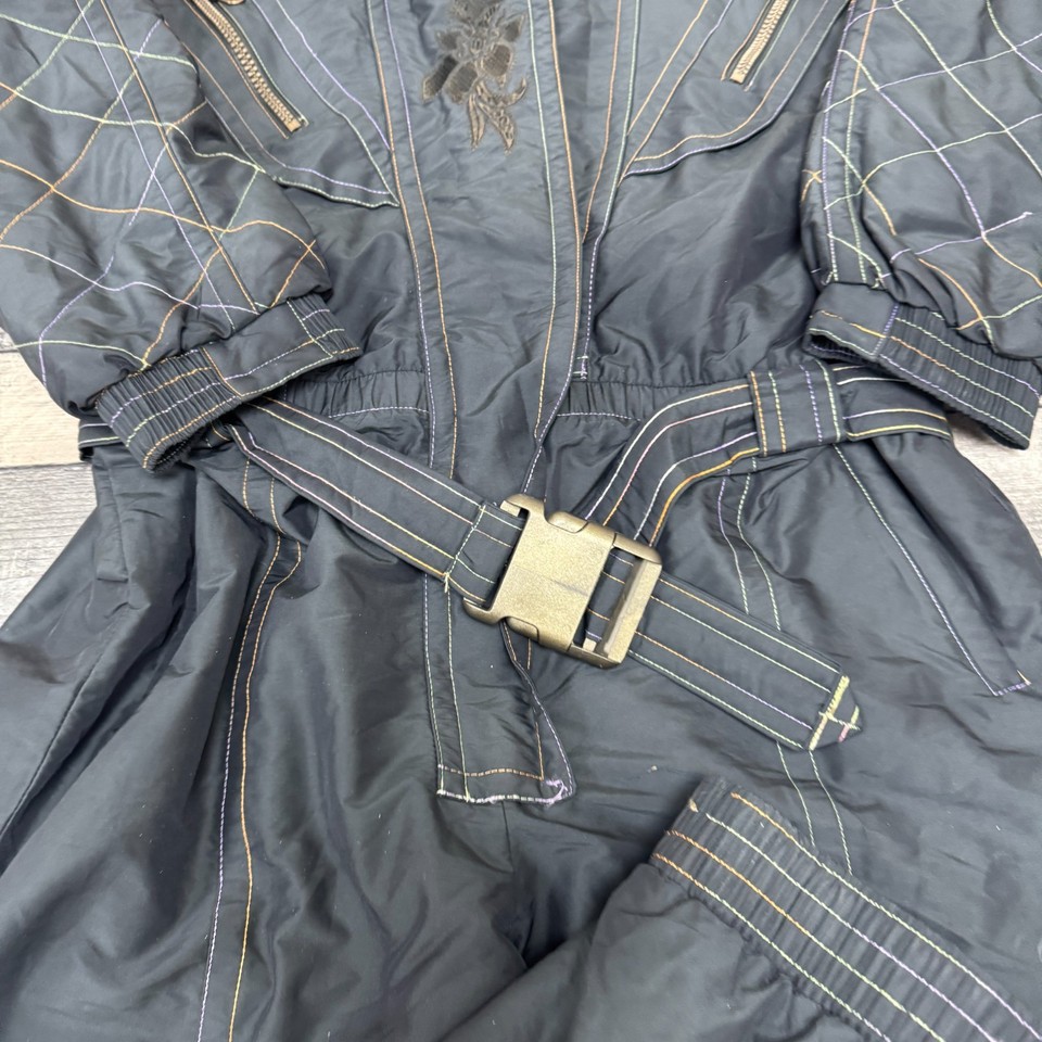 Vintage Black One Piece Ski Snowboard Suit 90s Retro Colour Block 90s ...