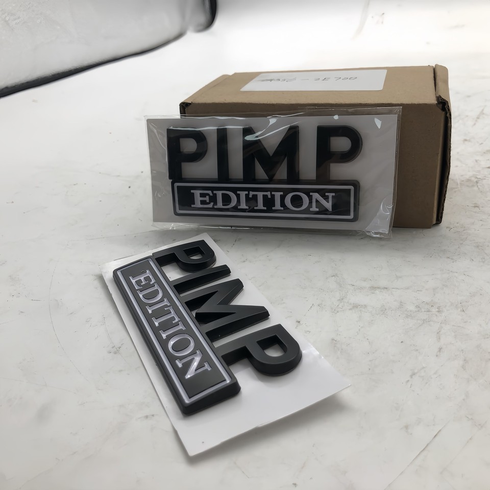 2x PIMP EDITION Black White Emblem Decal Badges Stickers For Universal ...