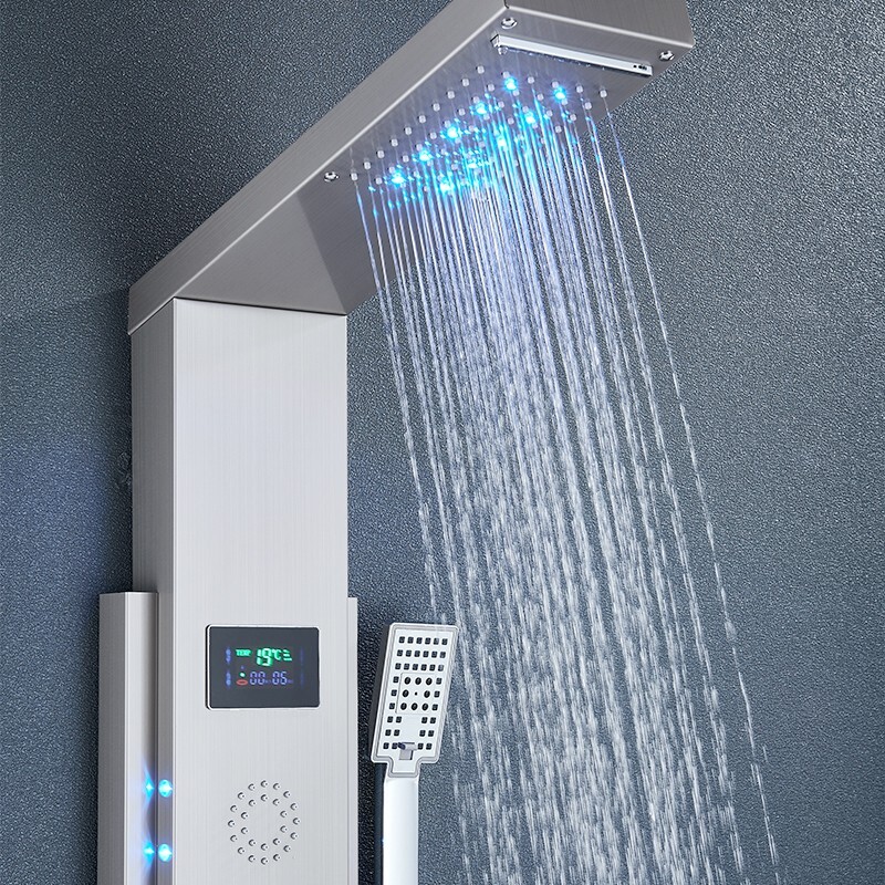 LED Shower Panel Column Tower Stainless Steel Rain Massage Body Jets ...