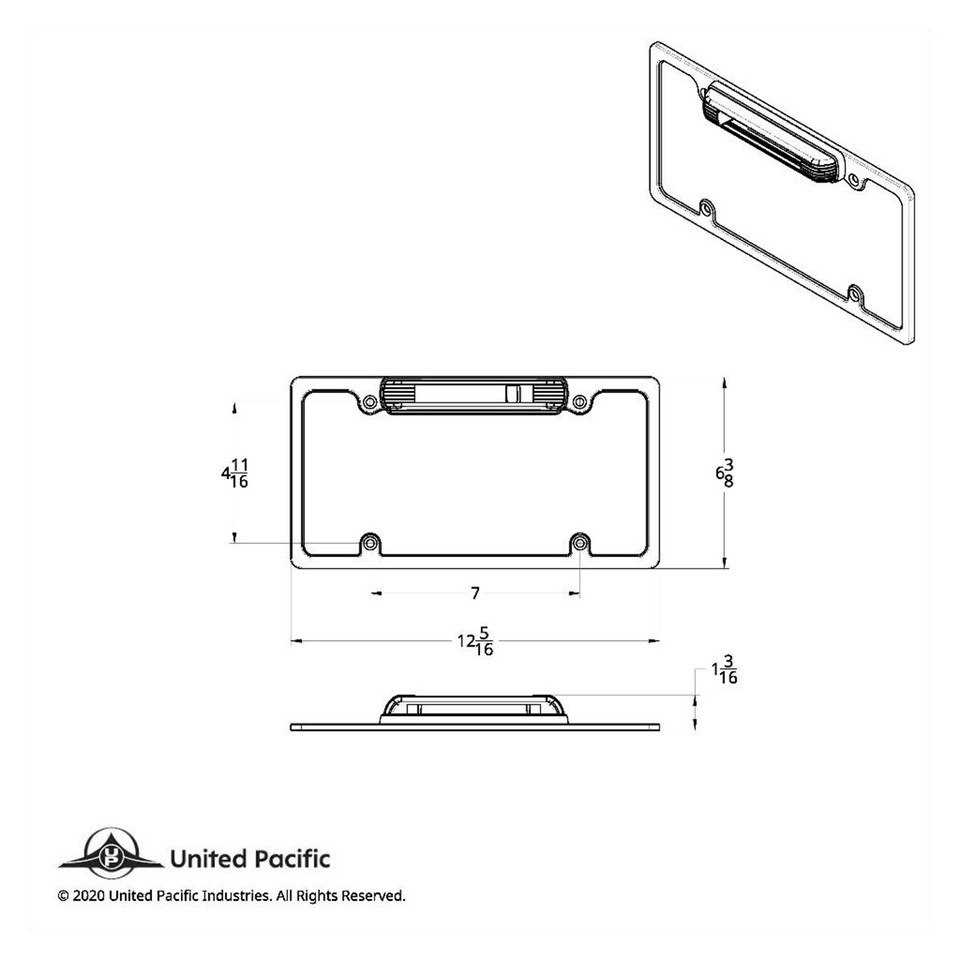 United Pacific Chrome License Plate Frame with Auxiliary Light – 1 Unit ...