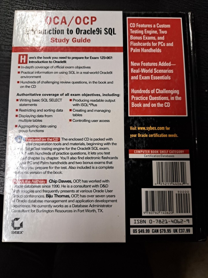 OCA/OCP: Introduction to Oracle9i SQL Study Guide By Chip Dawes, 9780782140620| eBay