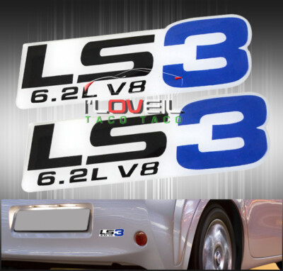 2X Chevy Ls3 6.2L V8 Adhesive Emblem Decal Sticker Badge Fender Door ...