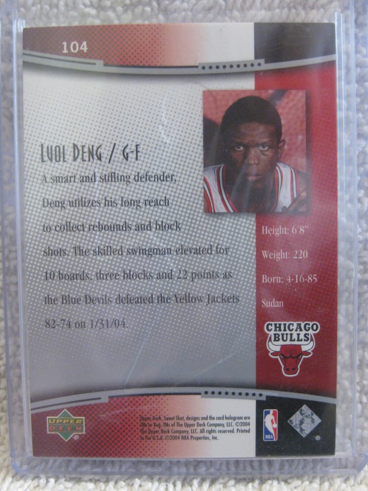 2004-05 Luol Deng Upper Deck Sweet Shot #0236/1250 Rookie #104 RC Bulls ...