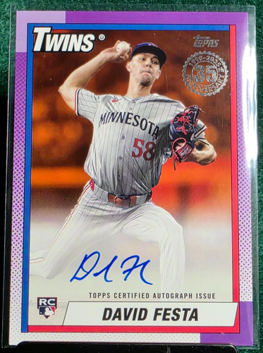 2025 Topps Series 1 DAVID FESTA 1990 Topps Baseball Auto Orange SSP 15/ ...