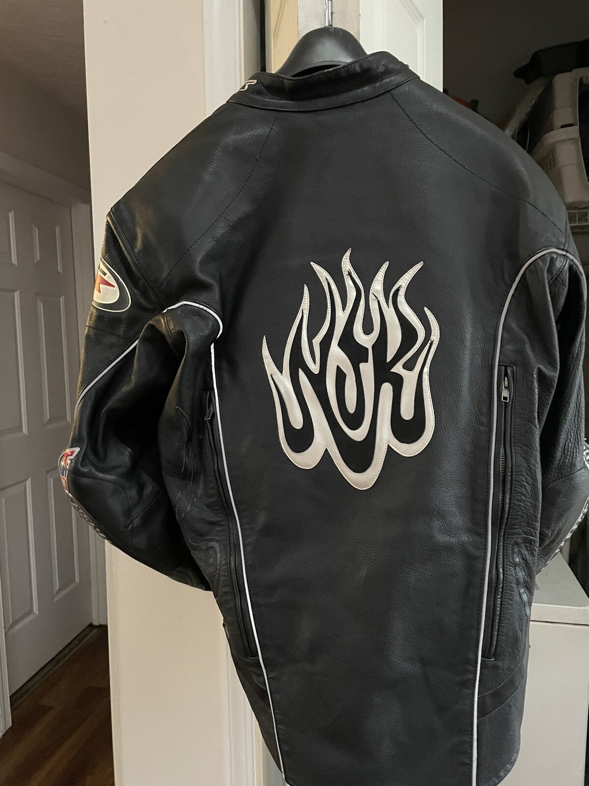 NJK Leathers Motorcycle Custom Made Black Leather Padded Mens Racing ...