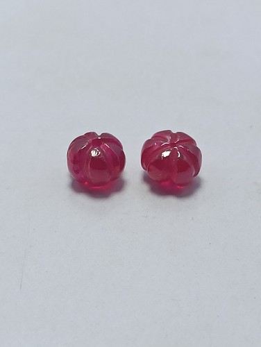 Ruby Corundum Smooth Pumpkin 2 Pies Beads 8.86 Carat Drill Gemstone ...