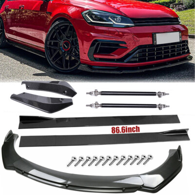 Carbon Fiber Front Bumper Lip Side Skirt Strut Rods For VW GTI VR6 337 ...