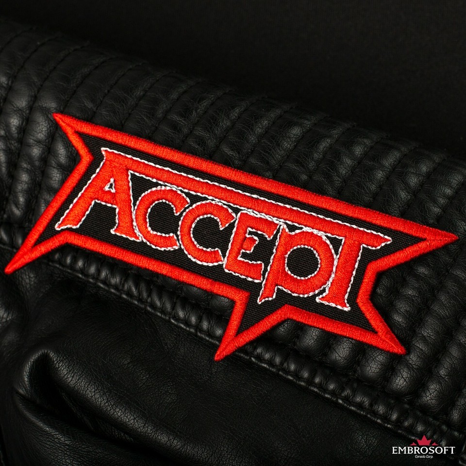 ACCEPT Logo Patch, Heavy Rock Band Red Emblem, Embroidered Iron On (5 ...