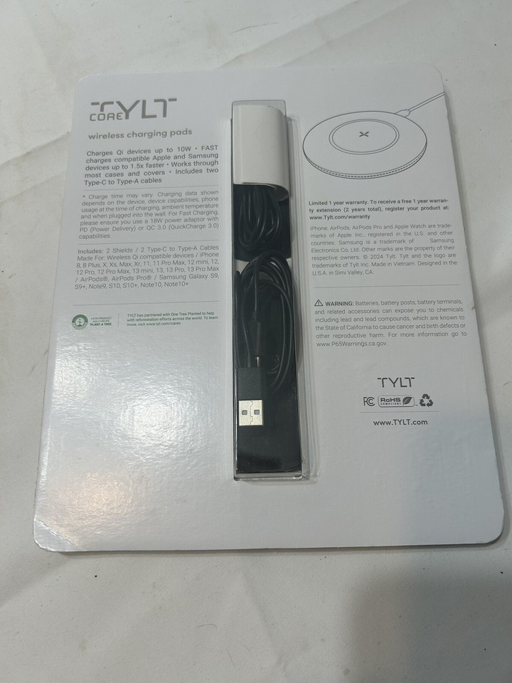 TYLT CORE SHIELD 10W QI WIRELESS CHARGING PADS (2 PACK) 843257101669| eBay