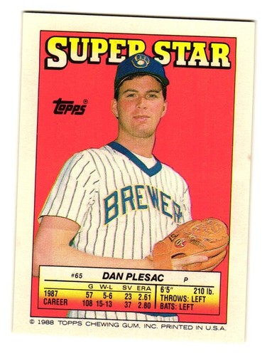 1988 Topps Stickers #65 Dan Plesac Super Star Backs | eBay