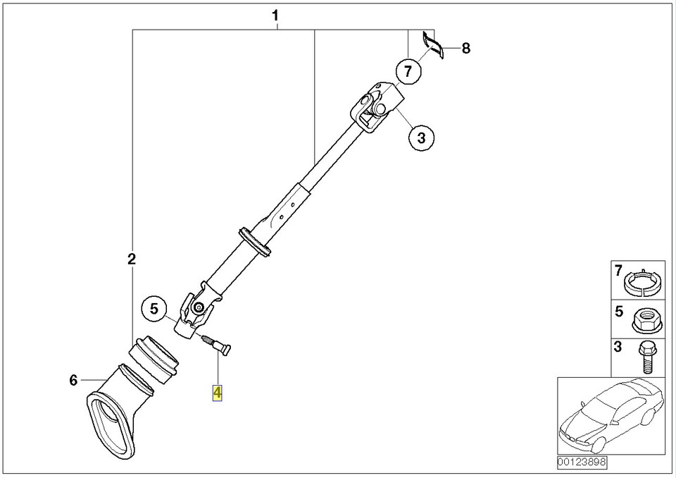 2001-2006 MINI R50 R52 R53 Steering Column Shaft UJ Stud Bolt Genuine ...