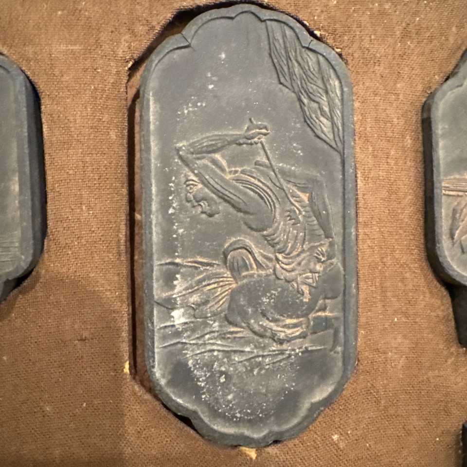 Vintage Antique Guanyin 10 Virtues Chinese Calligraphy Ink Stone Block ...