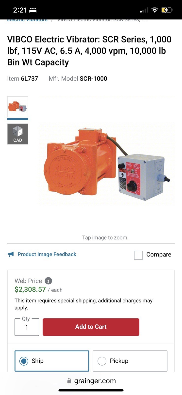 Industrial Vibration Motor 280W Concrete Shaking Vibrator Motor
